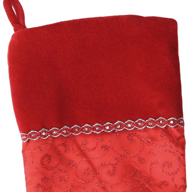 22" Red With Glittering Swirl Design on Sheer Organza Christmas ...