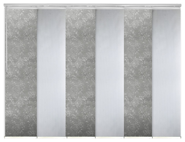 Dappled Iron-Poppy 6-Panel Track Extendable Vertical Blinds 70-130"x94 ...