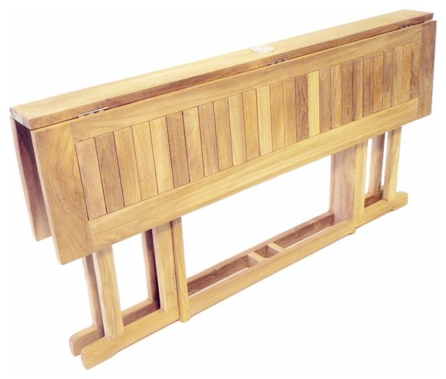 59"x31" Nassau Rectangular Drop Leaf Table, Grade A Teak - Transitional ...