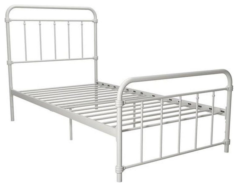 Pemberly Row Metal Platform Bed with Rustic Design and Curved Edge Twin ...