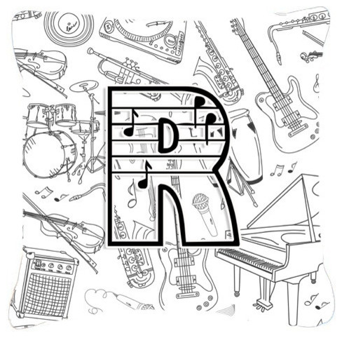 Letter R Musical Note Letters Canvas Fabric Decorative Pillow ...