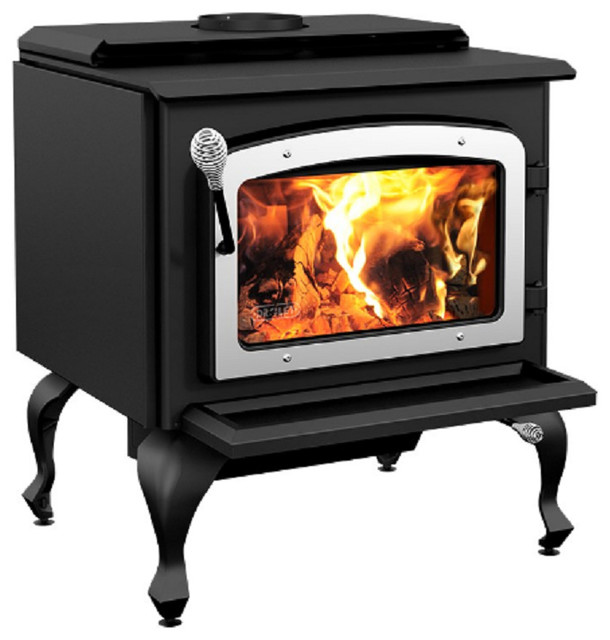 Drolet Escape 1800 Large Wood Stove in Metallic Black on Legs with ...