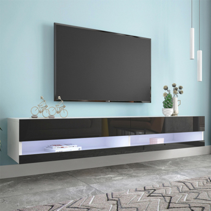 Modern Black MDF benches Wall Mounted Floating TV stand with 20 Color ...