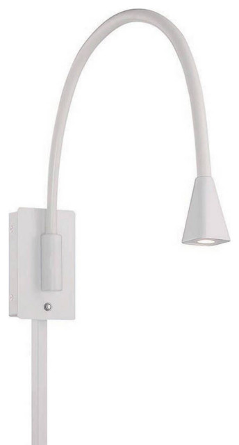 White LED Swing Arm Wall Lamp from the Stretch Collection, 3.125 ...