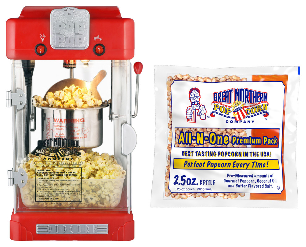 Pop Pup Popcorn Machine 2.5 Oz Kettle with 24-Pack of Pre-Measured ...
