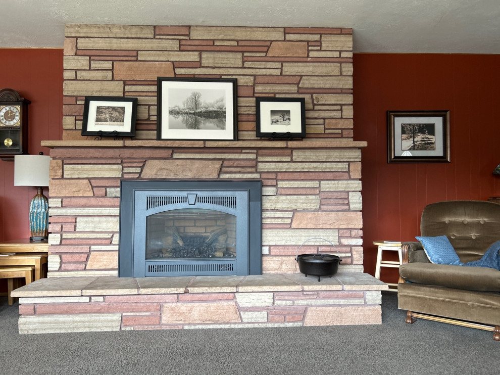1960 S Faux Rock Fireplace Whitewashing” A Stone Fireplace With Grey