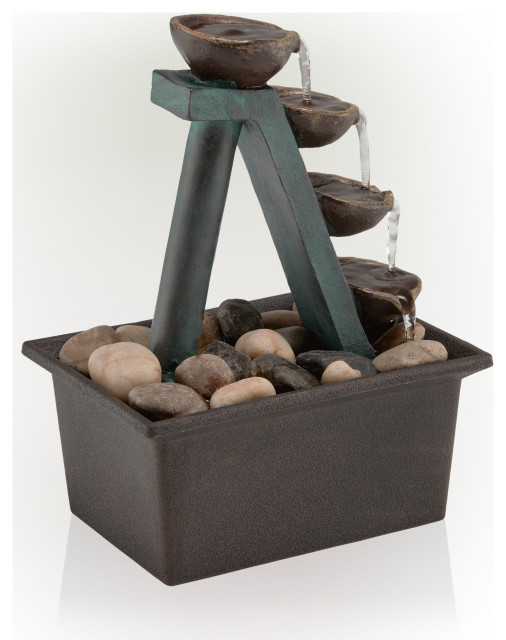 Alpine 4-Tier Step Tabletop Fountain, 8" Tall - Contemporary - Indoor ...