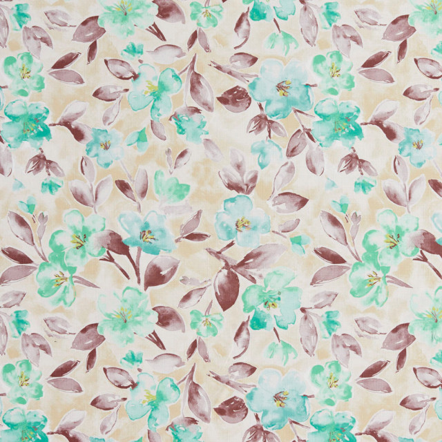 Green Floral Linen Look Print Upholstery Fabric by the Yard, By The ...