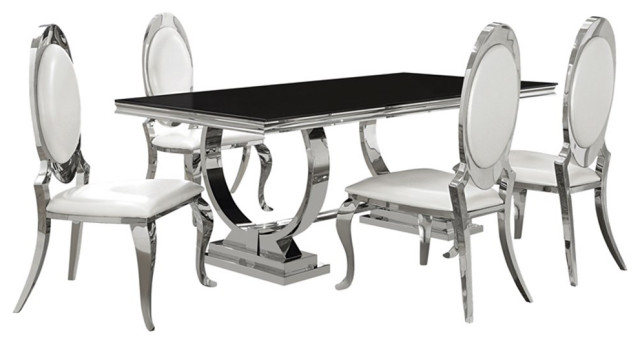 Coaster Antoine 5-piece Stainless Steel Rectangular Dining Set Chrome ...