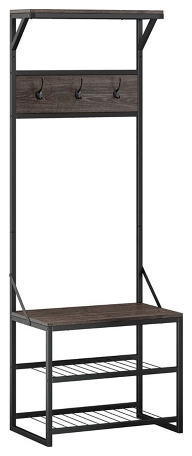RiverRidge Afton Transitional Wood Hall Tree with Metal Frame in Gray ...