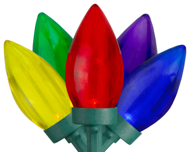 50 Count Multi-Color Transparent LED C9 Christmas Lights 17 ft Wire ...