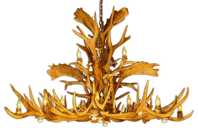 Elk, Fallow Cascade Deer Antler Chandelier Light - Rustic - Chandeliers ...