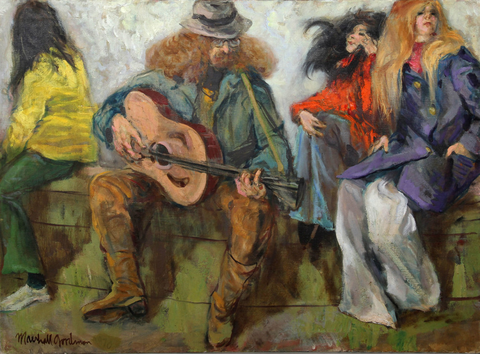 Marshall Goodman, Man With Guitar, Oil Painting - Contemporary ...