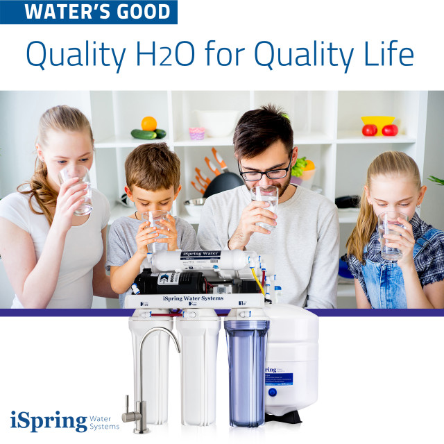 iSpring RCC7P 5-Stage Under-Sink RO Water Filter System With Booster ...