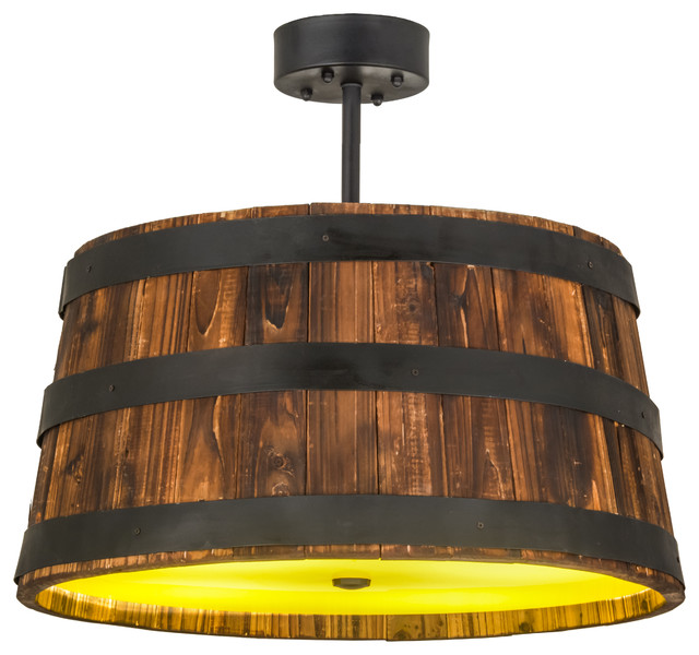 Whiskey Barrel Pendant, 19" - Rustic - Pendant Lighting - by Meyda ...