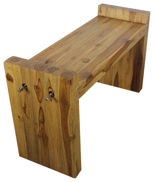 Haussmann Teak Block Bench 36 x 12.5 x 20.5 inch High KD Oak Oil ...