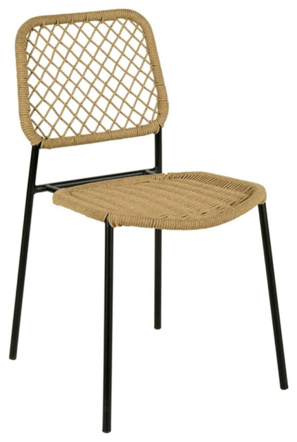 TOV Furniture Lucy 19.1" Outdoor Metal & Rope Dining Chair in Natural ...
