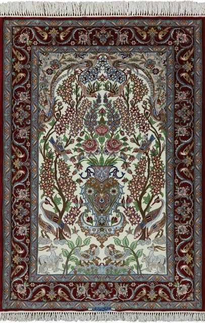 Authentic Signed Persian Isfahan Wool and Silk Handmade Rug, 4'x5', 3 ...