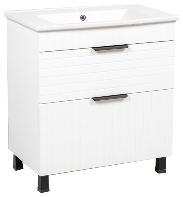 Modern Free Standing Bathroom Vanity | Trevi White Matte 26", 30 ...