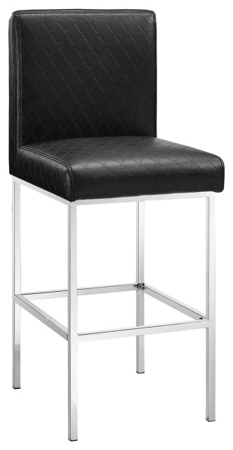 Benzara Metal Bar Stool with Diamond Quilted Seat and Back, Black and ...