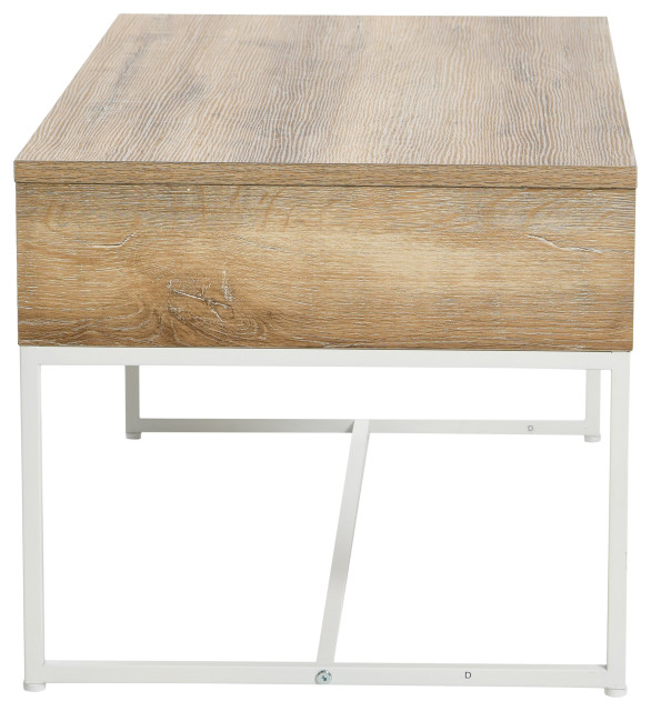 Wrap Rectangular Coffee Table Coastal Oak Rustic Wood Grain and White ...