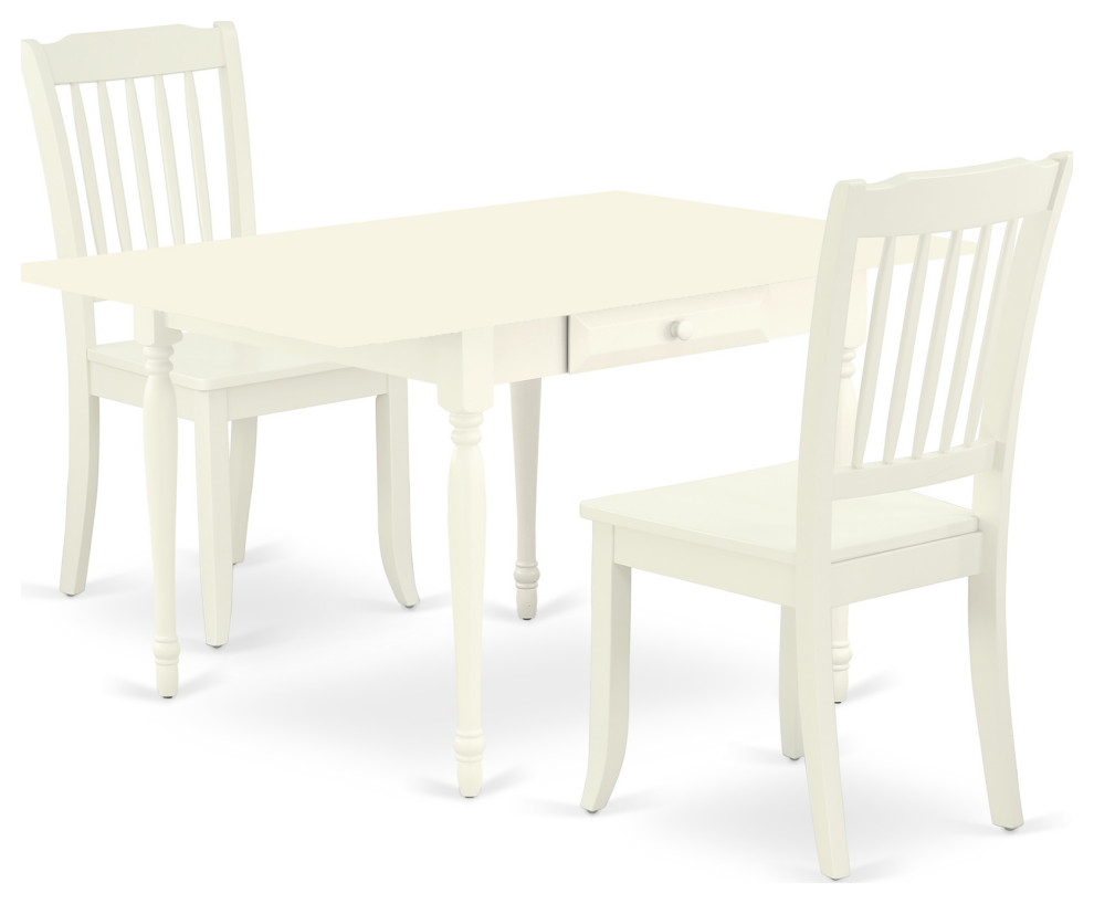 3-Piece Table Set For 2 Rectangle Table, 2 Dining Chairs, Solid ...