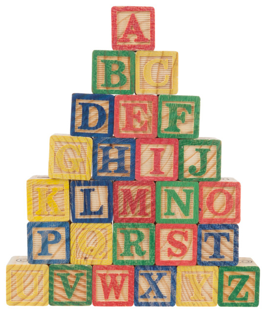 ABC and 123 Wooden Blocks 48-Piece Learning Block Set With Alphabet and ...