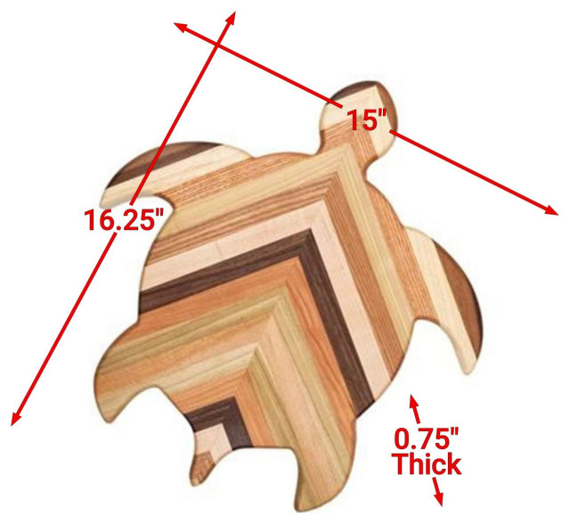 Large Wood Sea Turtle Serving Board USA Made 16x15 Ocean Coastal Maple ...