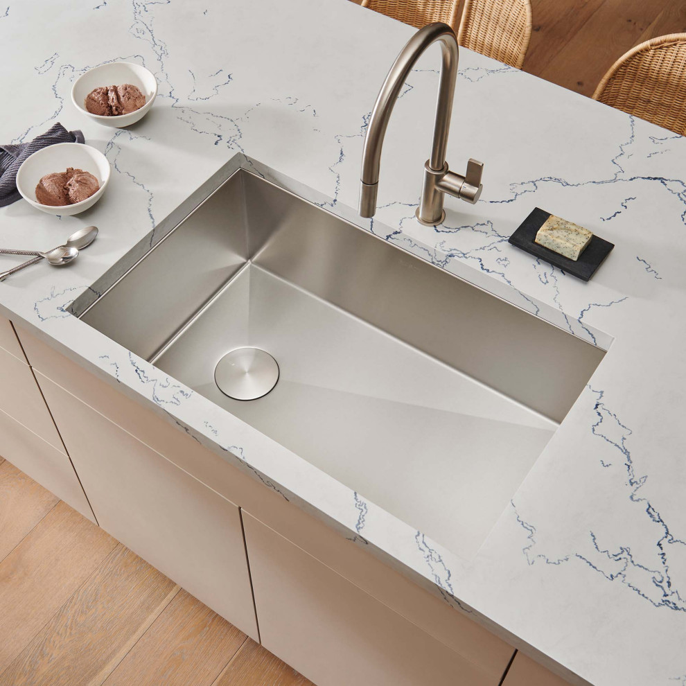 27-inch Slope Bottom Offset Drain Undermount Kitchen Sink RVH7470 ...