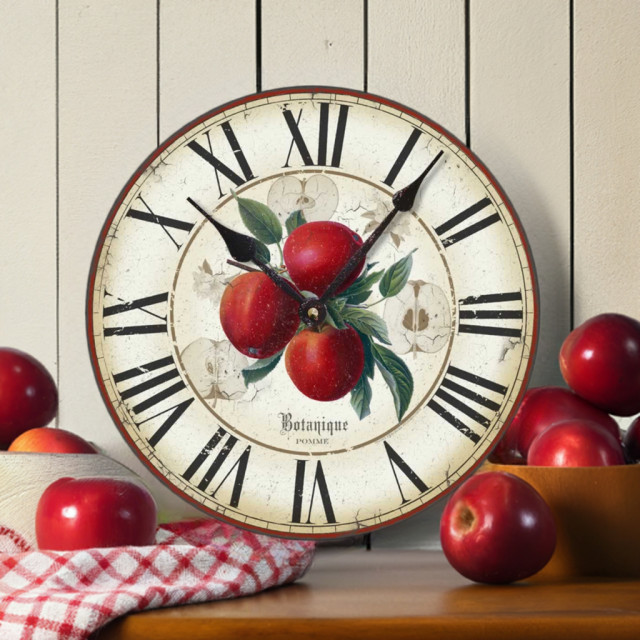 Vintage-Style 12 Inch Apple Clock - Traditional - Wall Clocks - by ...