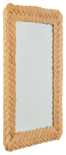 Braided Wicker Wall Mirror, 36" Tall, Natural - Tropical - Wall Mirrors ...