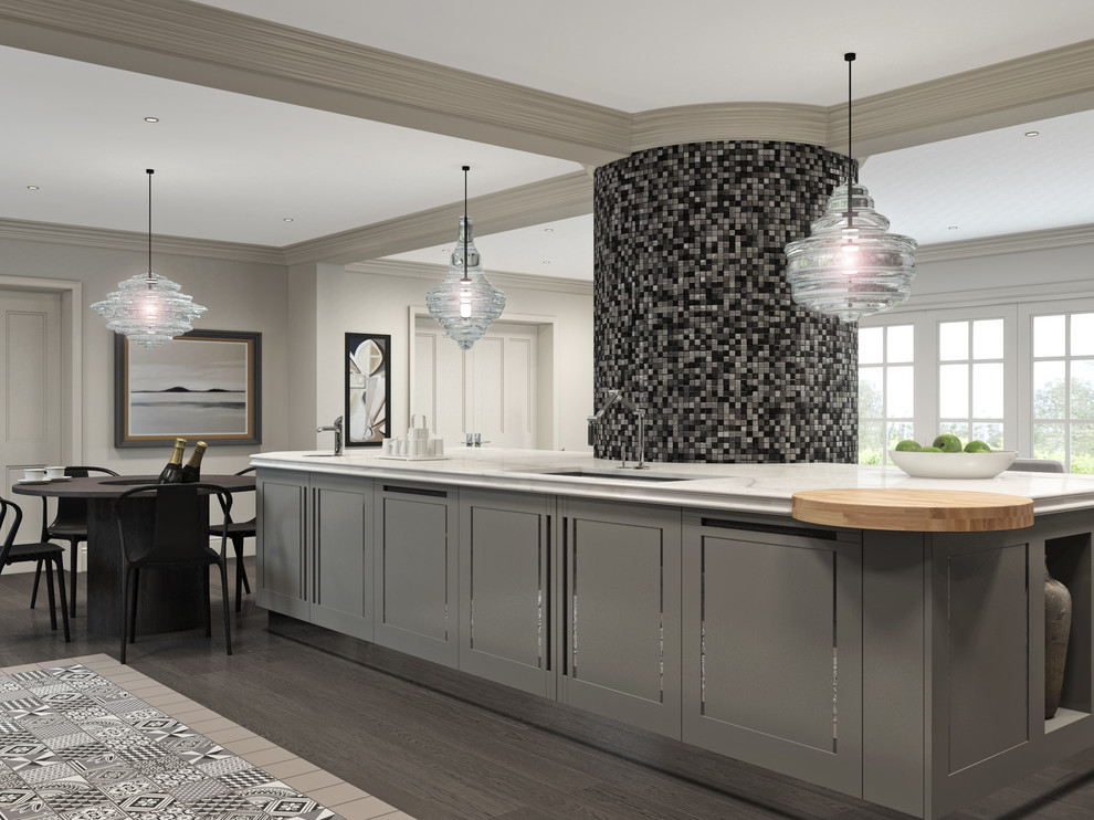 Hand Painted and Stained Oak kitchen with a modern built in design ...