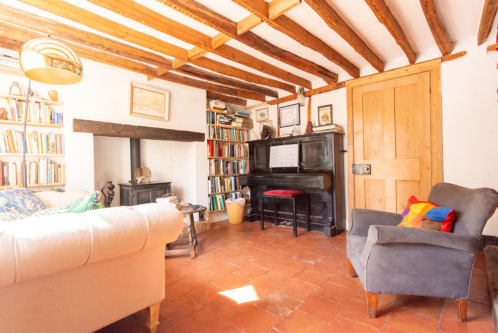 Help! Dark reception room with beams...