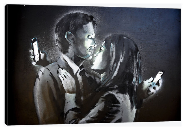 Mobile Lovers #3 by Banksy Canvas Print, 60"x40" - Contemporary ...