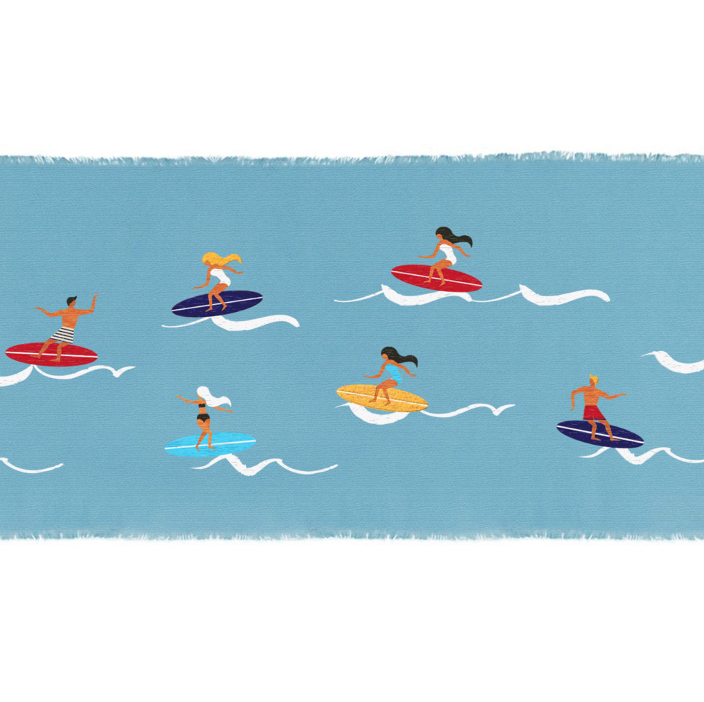 Hang Loose Embroidered Surfer Table Runner - Beach Style - Table ...