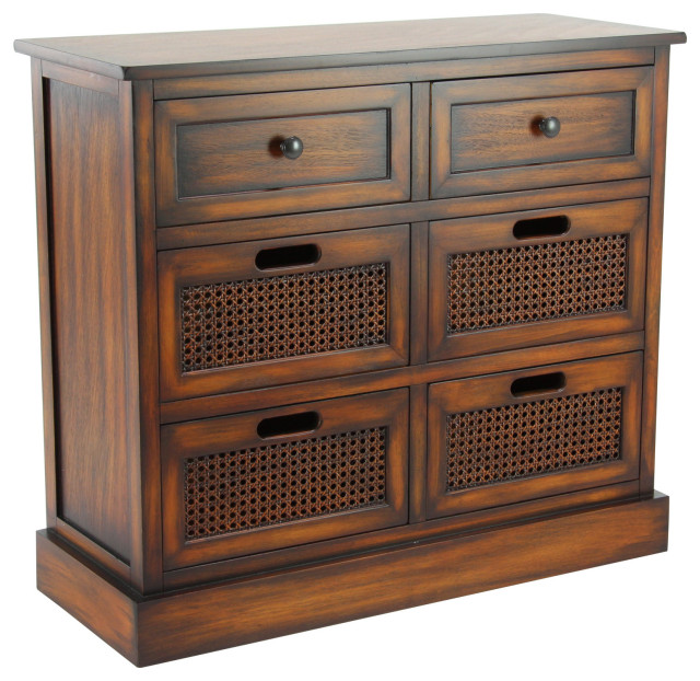 Traditional Brown Wood Storage Unit 90628, 31" x 13" x 28" - Tropical ...