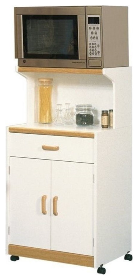 Pemberly Row Oven Cart in Soft White - Transitional - Kitchen Islands ...