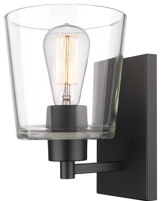 Evalon 1 Light 6.5" Matte Black Bath Sconce - Transitional - Bathroom ...