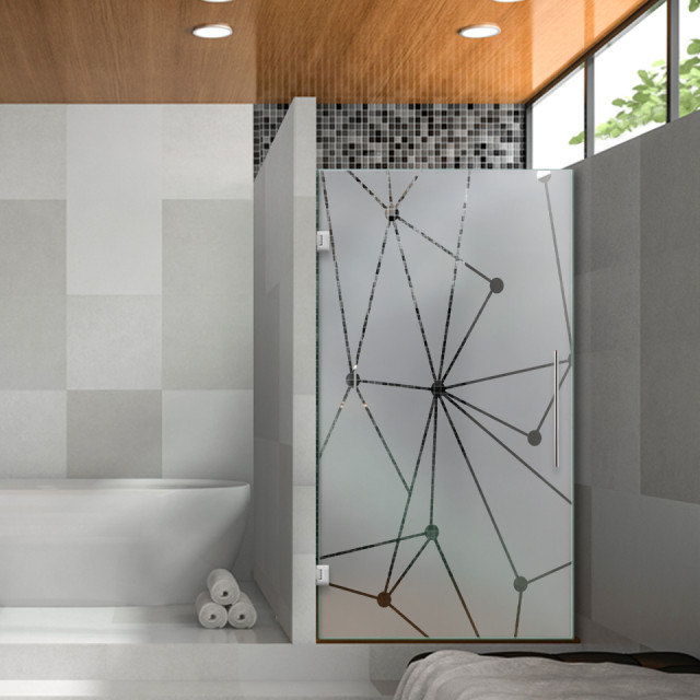 Hinged Alcove Shower Door, Mini Triangles Design, 32"x70" Inches ...