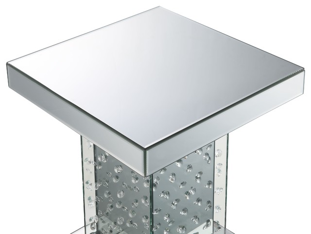 ACME Nysa End Table, Mirrored and Faux Crystals - Contemporary - Side ...