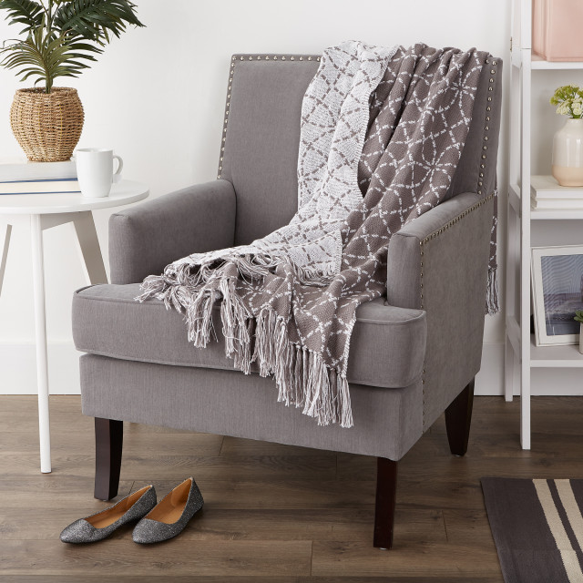 DII 60x50" Modern Cotton Concentric Circles Throw in Gray/White ...