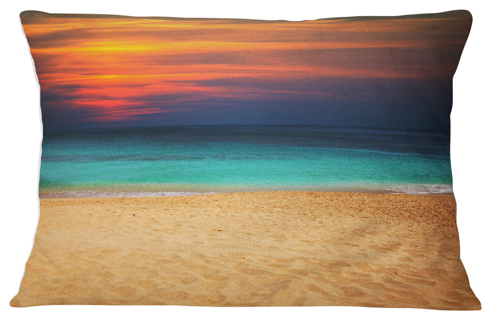 Sand to Sky Colorful Seashore Modern Beach Throw Pillow, 12"x20 ...