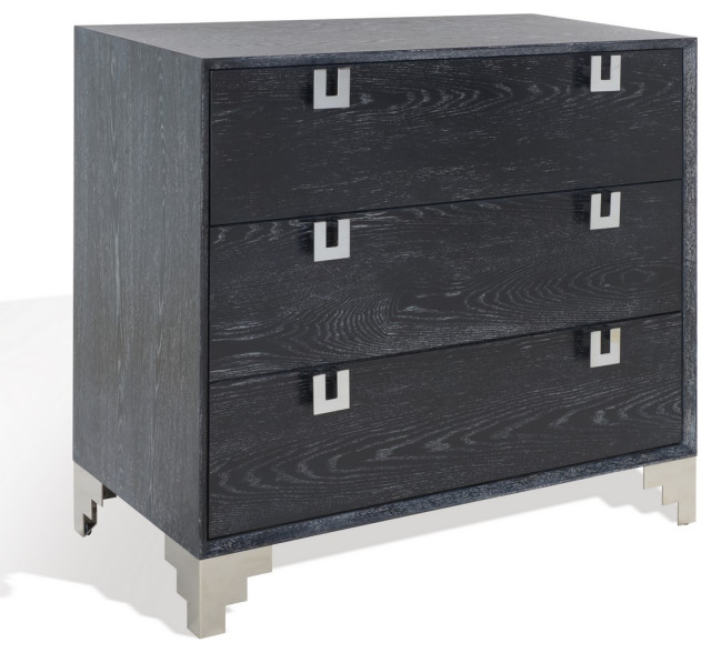 Safavieh Couture Odalis Lacquer Chest Of Drawers Black Cerused Oak, #N ...