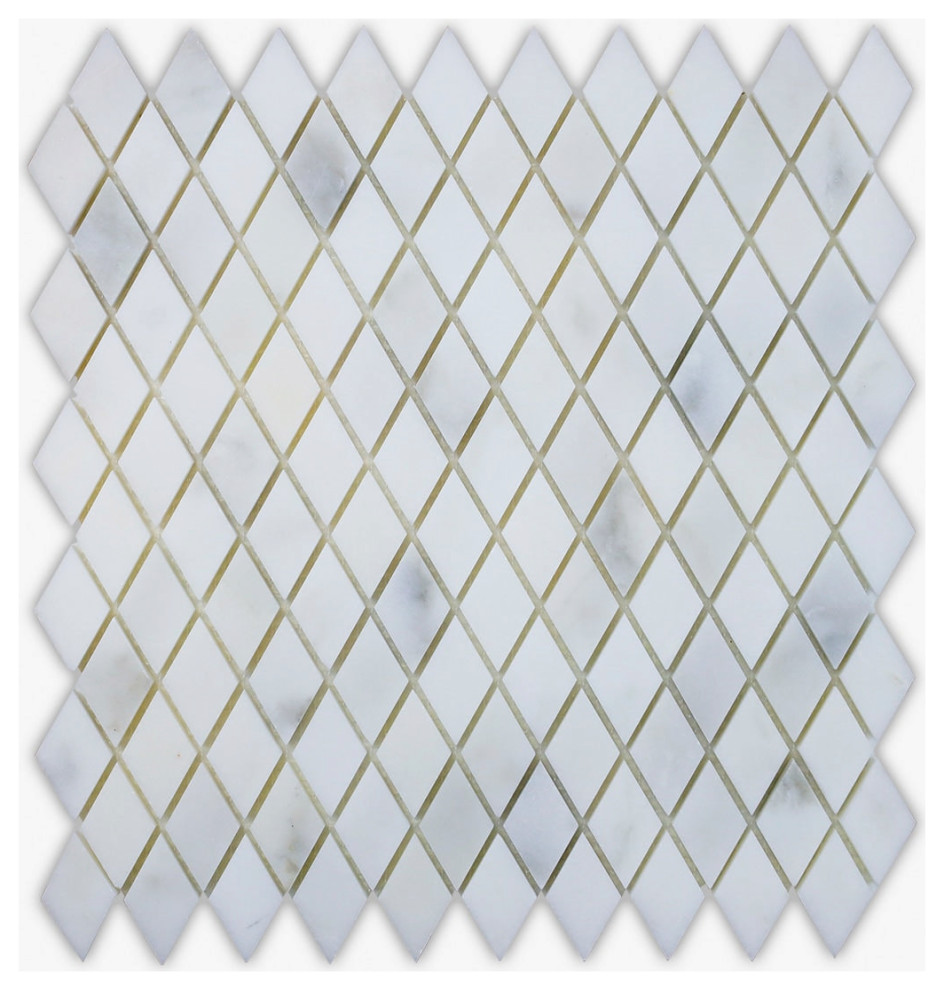 Calacatta Polished Rhomboid Diamond Marble Mosaic, 12x11 3/4 ...