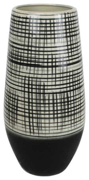 Beautiful Tribal Delight Ceramic Vase, White and Black - Contemporary ...