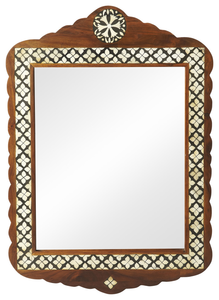 Butler Gabby Wood and Bone Inlay Wall Mirror - Mediterranean - Wall ...