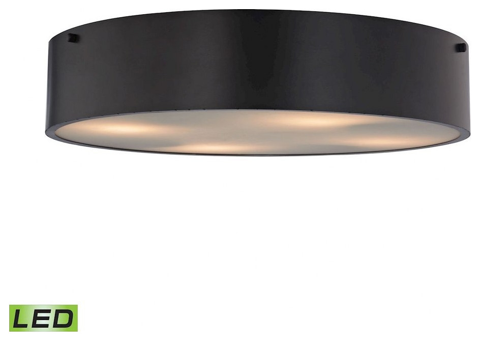 Modern 4-Light LED Flush Mount in Oiled Bronze Frame and White Glass ...