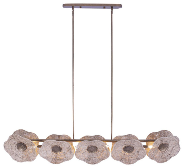 Poppy 5 Light Island Light, Pearlized Antique Brass - Beach Style ...