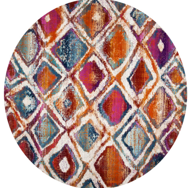 Safavieh Radiance Collection Rad109a Cream / Rust Rug, 6' 7" round ...