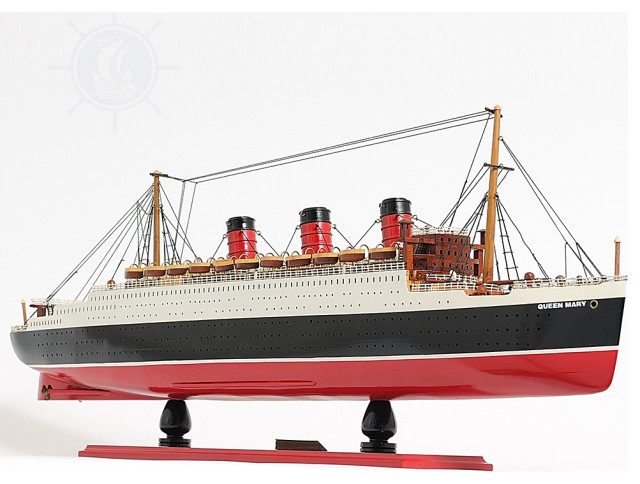 Queen Mary Large With Display Case Cruise Ship Model - Beach Style ...